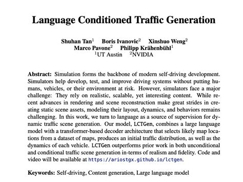 Notes On Language Conditioned Traffic Generation