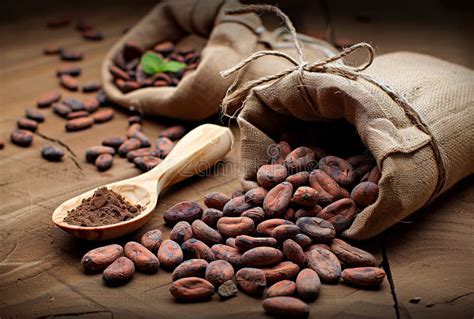 Cocoa Beans In Bag Cacao Is Mainly Made From Cacao Beans Stock Illustration Illustration Of