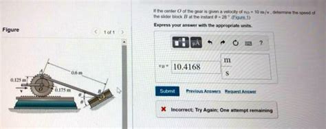 [solved] If The Center O Of The Gear Is Given A Velocity Of V O 10m S Course Hero