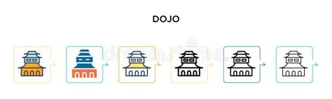 dojo vector icon in 6 different modern styles black two colored dojo icons designed in filled