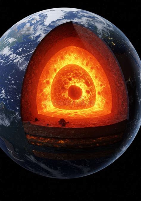 Cross Sectional Illustration Of Earth Highlighting Interior Layers The