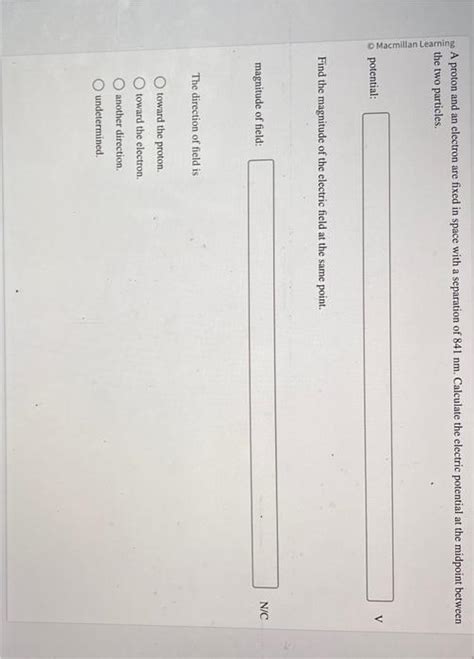 Solved A Proton And An Electron Are Fixed In Space With A Chegg