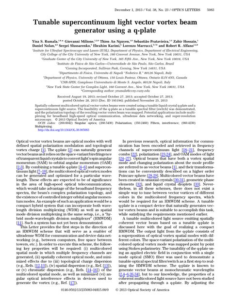 PDF Tunable Supercontinuum Light Vector Vortex Beam Generator Using A Q Plate