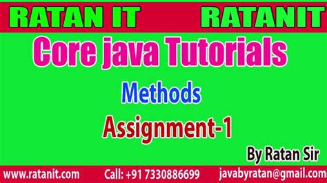 Core Java Tutorials Methods Assignment 1 By Ratan Sir Youtube