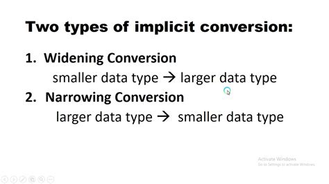 Type Conversion Implicit Type Conversion Explicit Type Conversion Visual Basic Chapter