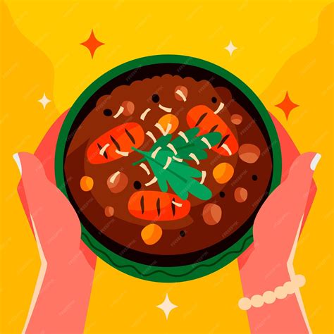 손으로 그린 병아리 콩 스튜 그림 무료 벡터