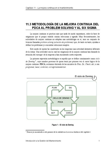 11 3 metodología de la mejora continua del pdca al problem solving y al six sigma pdf six