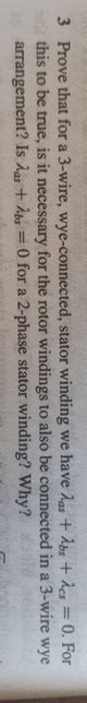 Solved 3 ﻿prove That For A 3 Wire Wye Connected Stator