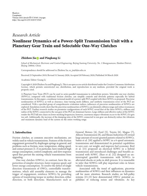 Nonlinear Dynamics Of A Power Split Transmission U Pdf Gear Friction