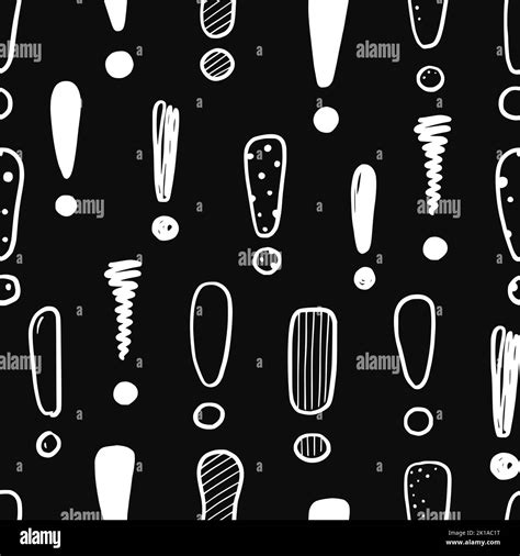 Hand Drawn Exclamation Mark Seamless Pattern Scribble Doodle