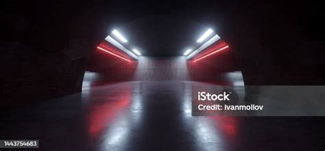 타원형 공상 과학 미래 지하 터널 레드 네온 빛나는 주차 그런 지 지하실 격납고 쇼룸 차고 콘크리트 아스팔트 복도 창고 3d 렌더링 0명에 대한 스톡 사진 및 기타 이미지