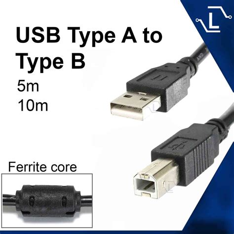 Luminense Usb Type B Cable Ferrite Core Plc Cable Arduino Uno Mega