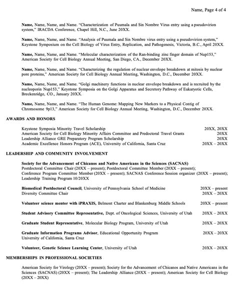 4 Page Postdoc Editable Cv Template Tempahive