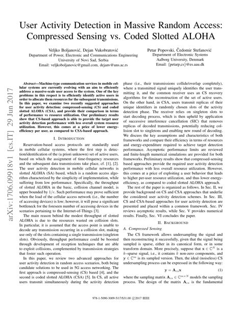 Pdf User Activity Detection In Massive Random Access Compressed