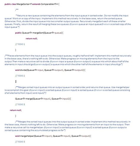 Solved Public Class MergeSorter Output1 QueueT Output2 Chegg
