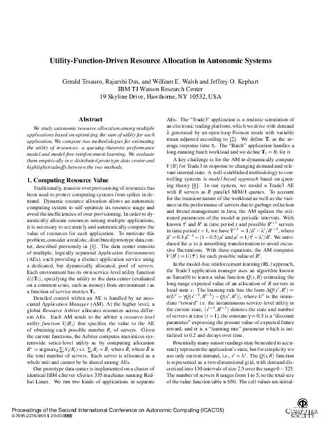 Pdf Utility Function Driven Resource Allocation In Autonomic Systems