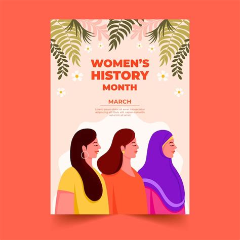 Free Vector Flat Women S History Month Vertical Poster Template