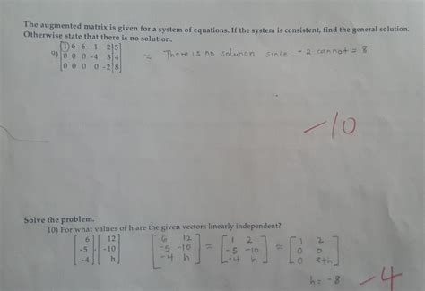 Solved The Augmented Matrix Is Given For A System Of Chegg Com