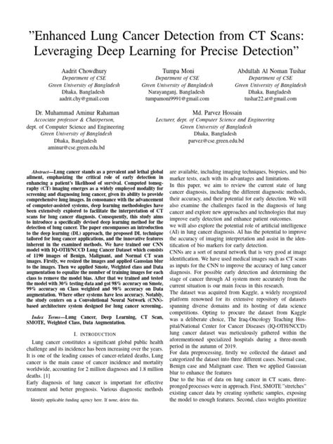 Enhanced Lung Cancer Detection From Ct Scans Leveraging Deep Learning