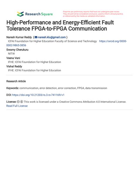 Pdf High Performance And Energy Efficient Fault Tolerance Fpga To