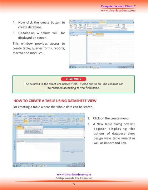 Class 7 Computer Science Chapter 5 Microsoft Access