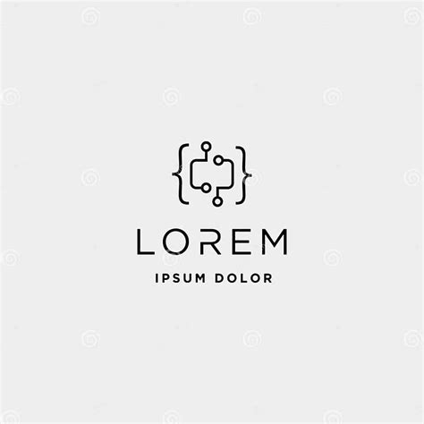 Coding Digital Logo Design Template Vector Lineart Stock Vector