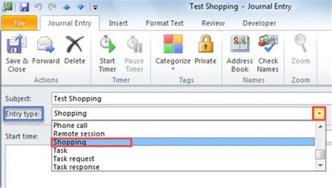 How To Create A Custom Journal Entry Type In Outlook