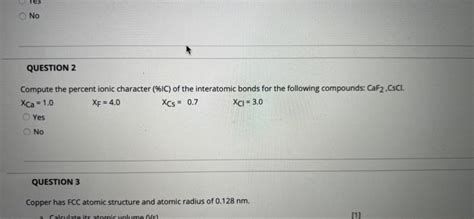 Solved No QUESTION Compute The Percent Ionic Character Chegg Com