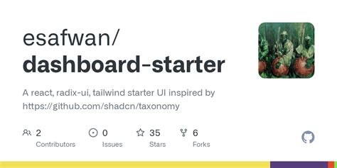 Github Esafwandashboard Starter A React Radix Ui Tailwind Starter