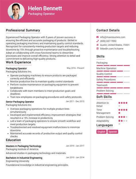 7 Best Packaging Operator Resume Examples For 2025