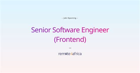 Remote Senior Software Engineer Frontend Job At It