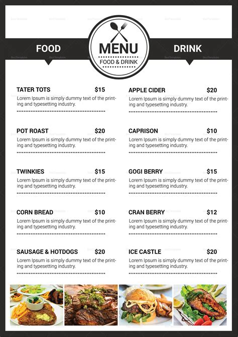 Sample Menu Design Templates Food Menu Template Food Menu Menu Design Template