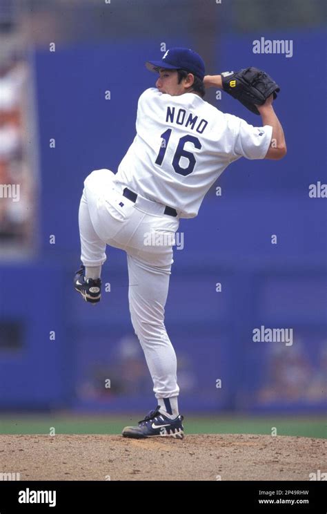 Los Angles Dodgers Hideo Nomo16 In Action During A Game At Dodgers