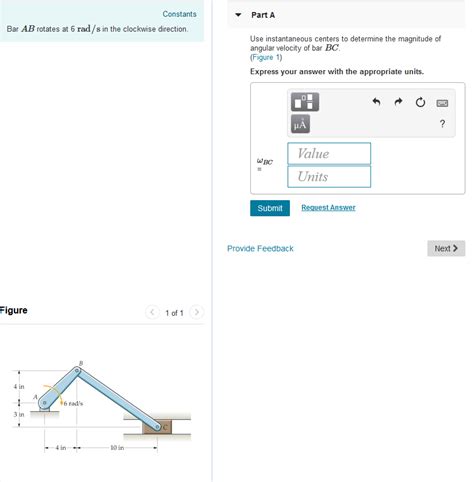 Solved Constants Part A Bar Ab Rotates At 6 Rad S In The