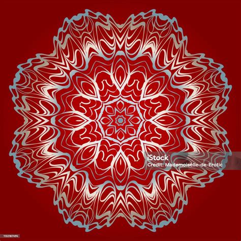 라운드 만다라 색칠 하기 책 인사말 카드 초대장 문신 안티 스트레스 치료 패턴입니다 벡터 일러스트입니다 실버 레드 색상 0명에