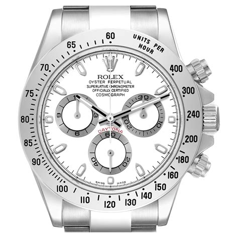 Rolex Daytona White Dial Chronograph Steel Mens Watch 116520 Box Card