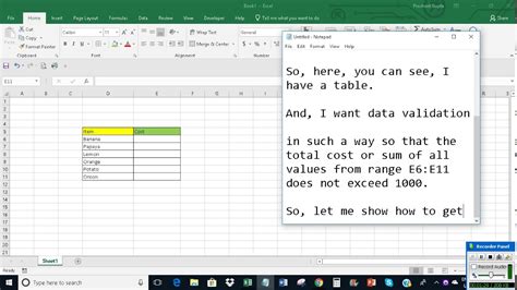 excel data validation does not allow total to exceed from certain value youtube