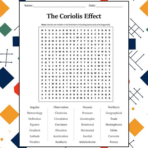 The Coriolis Effect Word Search Puzzle Worksheet Activity Pdf