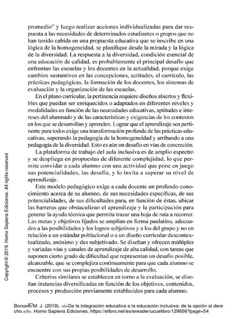Borsani M J 2019 De La Integración Educativa A La Educación Inclusiva De La Opción Al