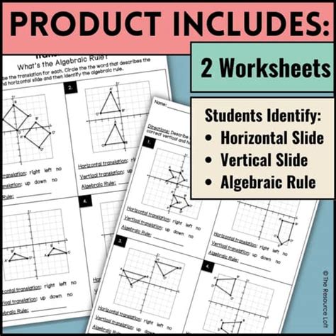 Geometric Transformations Rules For Translations On Coordinate Plane Worksheets