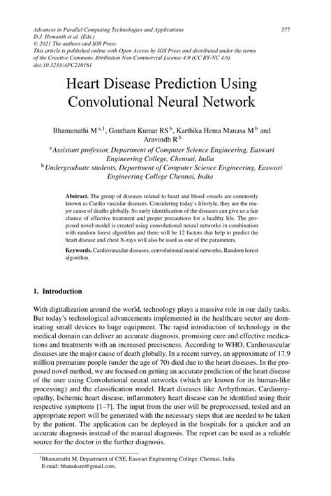 Pdf Heart Disease Prediction Using Convolutional Neural Network