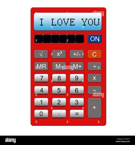 An Imitation Red Calculator With The Words I Love You Written On It