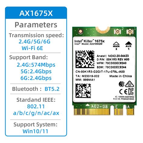 Intel Killer Wi Fi 6E Bluetooth Wireless AX1675X AX200NGW AX210NGW For ASRock DeskMini DeskMeet