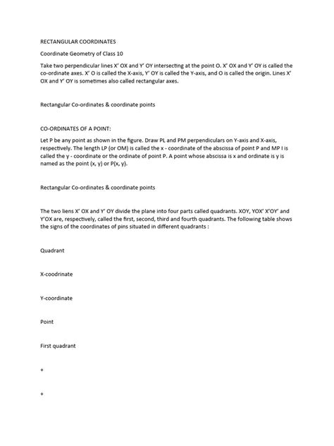 Rectangular Coordinates Pdf Cartesian Coordinate System Analytic