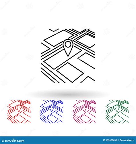 Dot On Electronic Map Multi Color Icon Simple Thin Line Outline Vector Of Navigation Icons For