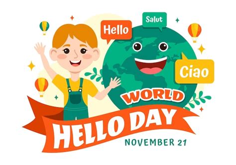 Premium Vector World Hello Day Illustration Of Speech Bubbles With
