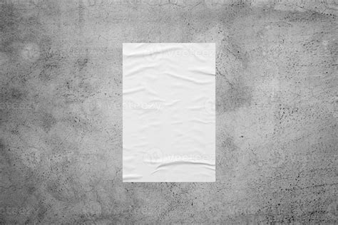 Blank White Wheatpaste Glued Paper Poster Mockup On Concrete Wall