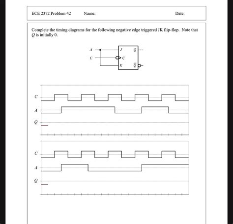 Ece 2372 Problem 42 Name Date Complete The Timing Diagrams For The Following Negative Edge