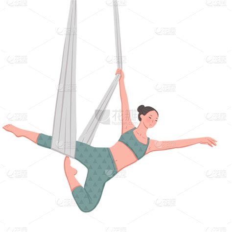 手绘 健身人物元素 空中瑜伽