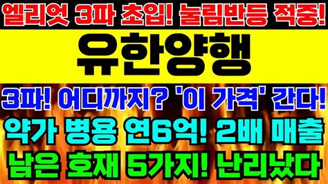유한양행 주가전망 🚨긴급속보🚨엘리엇 3파 초입 눌림반등 적중 3파 어디까지 이 가격 간다 美약가 병용 연6억 2배 매출 남은 호재 5가지 난리났다